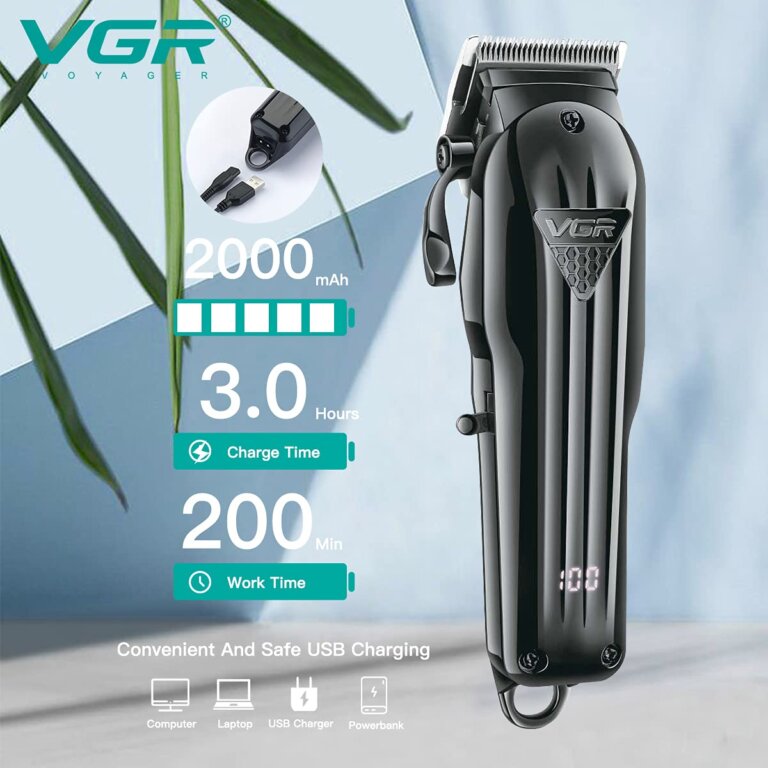 VGR Professional Hair Clipper | Digital Display Cordless Electric Hair Cutter Kit VGR V-282